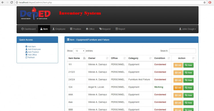 Equipment Inventory System using PHP with Source Code | SourceCodester